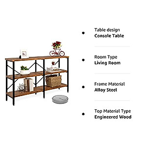 Best Choice Products Large Console Table, 3-Tier 55in Rustic, Industrial Sofa Table Storage for Living Room, Entryway, Foyer, Hallway w/EVA Non-Scratch Feet, Steel Frame - Brown