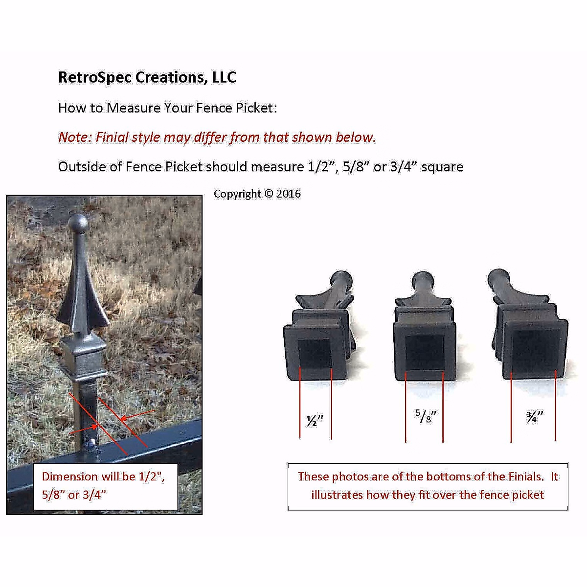 Retrospec Creations 10 Each for 3/4” Plastic Finial Tops for Iron Picket Fence Tops Fleur De Lis – #1-60-34