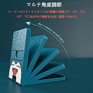 Busjoy Switch Stand Compatible with Nintendo Switch, Switch OLED, Steam Deck, Switch Lite, Cute Game Theme for Pokemon, Compact Portable Foldable Angle Switch Holder Non-Slip Bracket-Blue