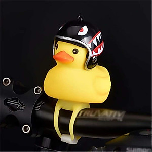 BYMYWAY Helmet Duck Bike Bell, Rubber Duck Helmet Toys Bicycle Light, Shining Duck Bicycle Handlebar Bell Light Horn Lamp for Sport Outdoor