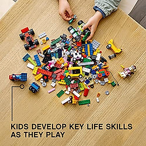 LEGO Classic Bricks and Wheels 11014 Building Kit, Includes a Toy Car, Train, Bus, Robot, Skateboarding Zebra, Race Car, Bunny in a Wheelchair, Pull-Along Duck and a Monkey on a Banana Skateboard