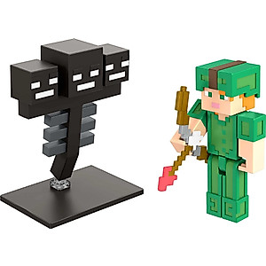Mattel ​​Minecraft Craft-a-Block 2-Pk, Action Figures & Toys to Create, Explore and Survive, Authentic Pixelated Designs, Collectible Gifts for Kids Age 6 Years and Older