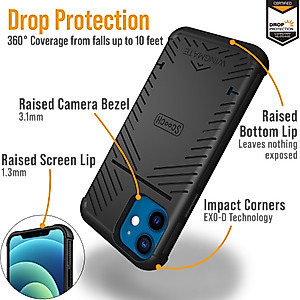 Scooch® for iPhone 12 Mini Case with Card Holder, Wingmate Wallet Case with Hidden Card Slot and RFID Protection for 3 Cards, 10-Foot Drop Protection, Black