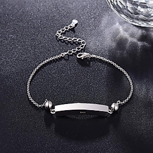 Jinlou 925 Sterling Silver Urn Bracelet for Ashes Memorial Loved Ones Cremation Bangle Ash Jewelry for Men for Women(Bar)