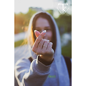 Takar Solid 14k Gold Solitaire Diamond Accent Ring, Promise ring, Engagement Wedding Band Jewelry for Men and Woman, Made in USA. (Size 10)