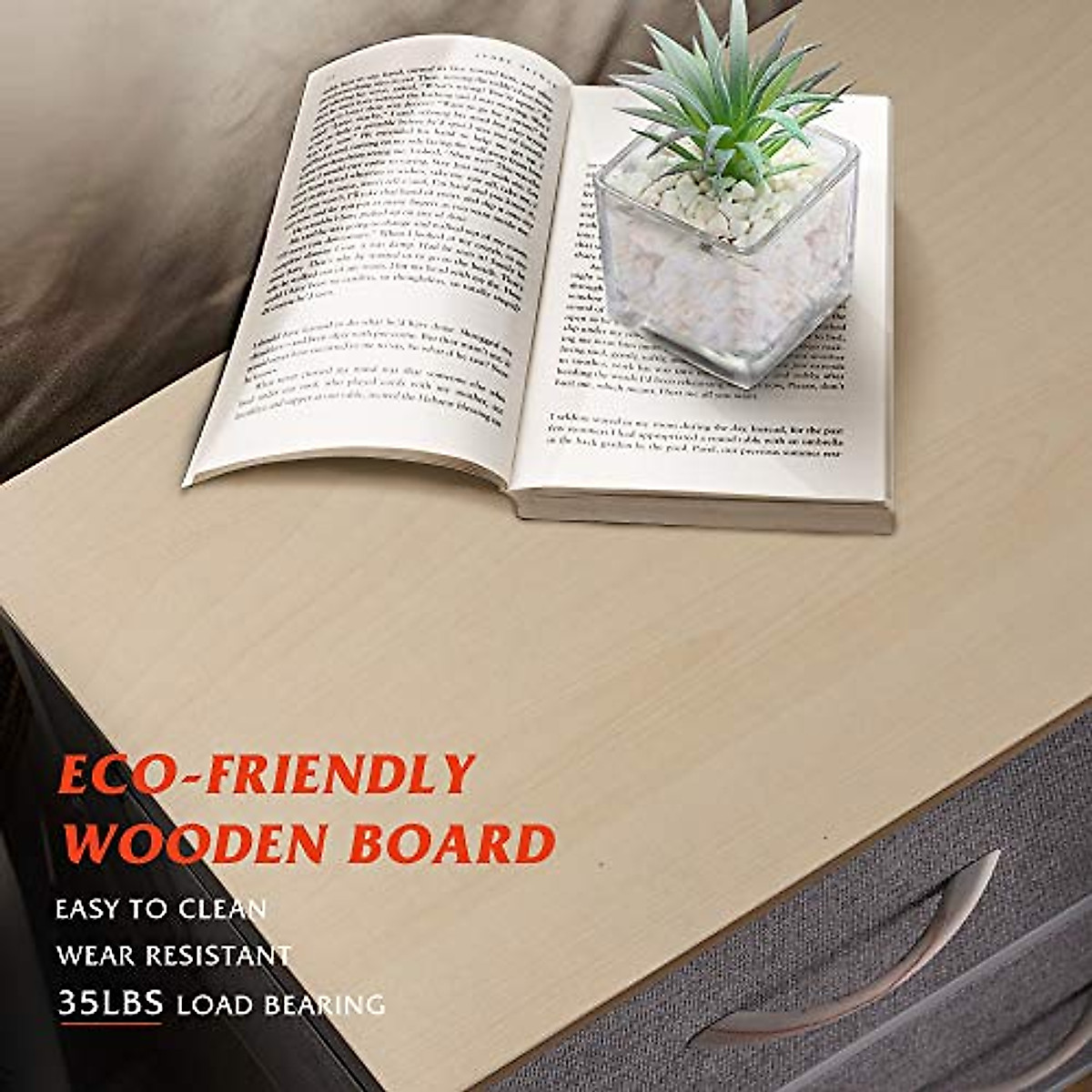 Moromuu Fabric Dresser with 8 Drawers, Storage Dresser for Bedroom, Hallway, Nursery, Entryway, Closets, Sturdy Metal Frame, Wood Tabletop, Easy Pull Handle, Gray