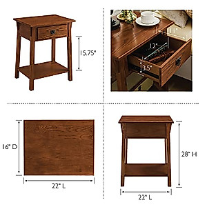 Leick Home Favorite Finds Nightstand Table with Shelf, Russet/Blackened