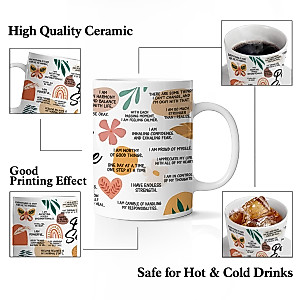 Hijie Positive Self Love Coffee Mug, Inspirational Gifts for Women Men, Positive Affirmation Gift for Friends Daughter Colleague Students Bestie, Daily Positive Mug Gift, 11 Oz Ceramic Cup