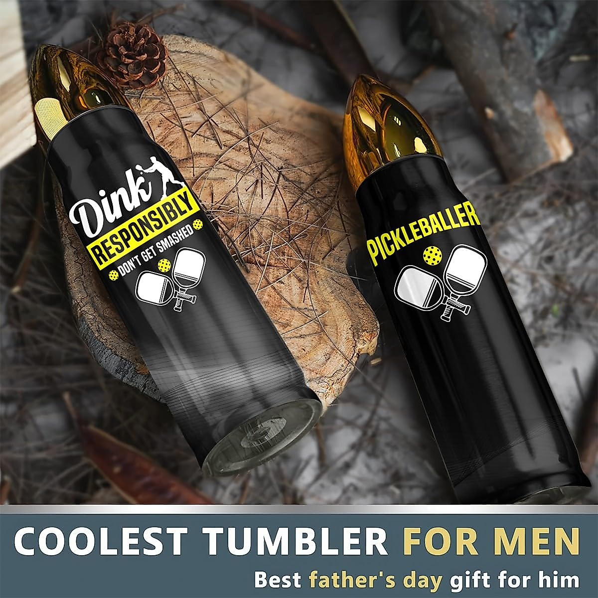 NAMRIST Dink Responsibly Pickleball Bullet Tumbler 17oz Stainless Steel Vacuum Insulated Sports Tumblers Double Wall Women Men Travel Cup Gifts for Dad Husband Boyfriends