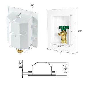 EFIELD Pex Pre-assembled Ice Maker Outlet Box, 1/2-Inch Pex F1807 Crimp with Installed 1/4-Turn Ball Valve, White