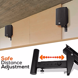 Pyle 90°-30° Angle, Tilt, Rotation Solid-Steel Pin Serves as Safety-Stop Mount Speaker Bracket Stands-Dual Universal Adjustable w/ 12.5'' Distance from Wall (PSTNDW15)