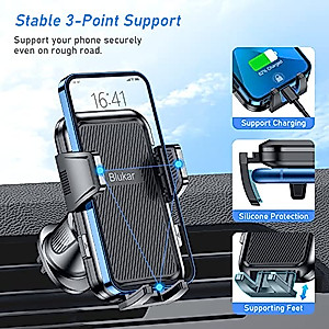 Blukar Car Phone Holder, Air Vent Car Phone Mount Cradle with One Button Release Function and Hook Clip - 360° Rotation Super Stable Car Phone Holder Compatible with All 4.0 to 6.7 inches Phones