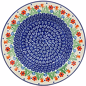 Polish Pottery 8-inch Pasta Bowl made by Ceramika Artystyczna (Babcia's Garden Theme) + Certificate of Authenticity