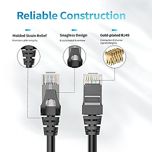 CableGeeker Cat 6/Cat5e Ethernet Cable 9 ft, 10Gbps Snagless Ethernet Cable, 24AWG Pure Copper High Speed Cat6 Cable RJ45 Internet Cable for Computer, Modem, PS5/4, Router, Gaming - 9 Feet in Black