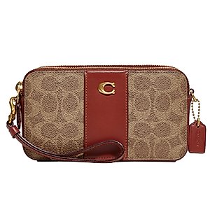 COACH Color-block Coated Canvas Signature Kira Crossbody, Tan Rust, One Size