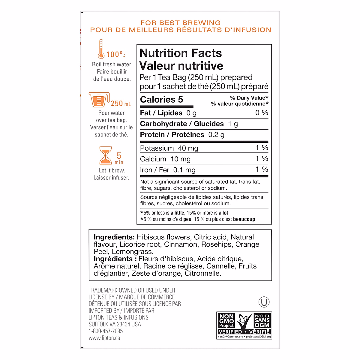 TAZO Passion Herbal Tea Bags, Hot or Iced, Caffeine Free, 20 Total Tea Bags