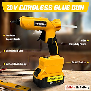 Cordless 100W Hot Glue Gun for Dewalt 20V Battery, Handheld Wireless Power Heavy Duty Hot Glue Gun Full Size Kit with 20pcs Hot Glue Sticks for Home Repair, Arts & Crafts(Battery NOT Include)