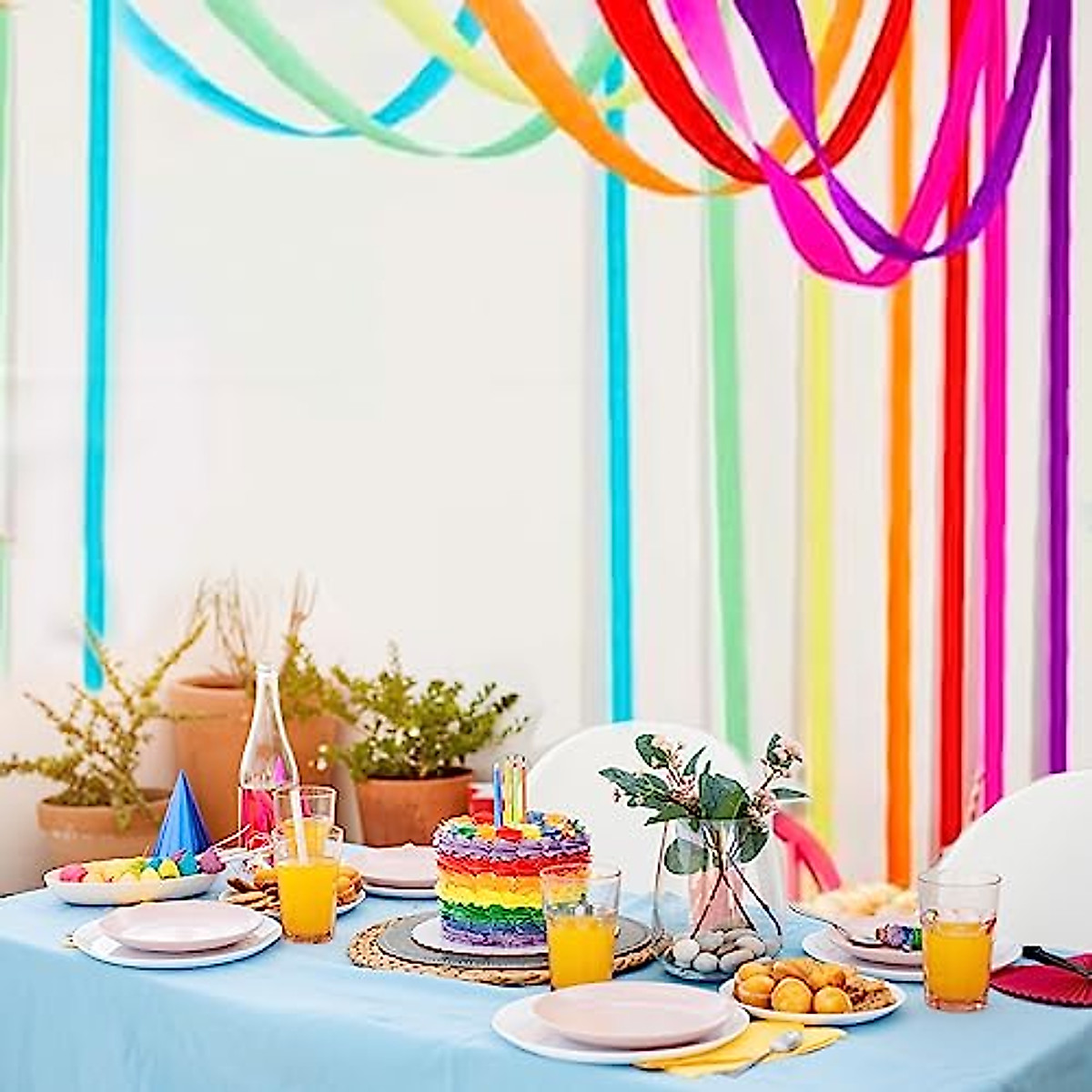 Andaz Press Crepe Paper Streamer Hanging Party Decorations Kit, 240-Feet, Blush Pink, Fuchsia Hot Pink, White, 1-Pack, 3-Rolls, Valentines Sweet 16 Colored Wedding Baby Bridal Shower Birthday Supplies