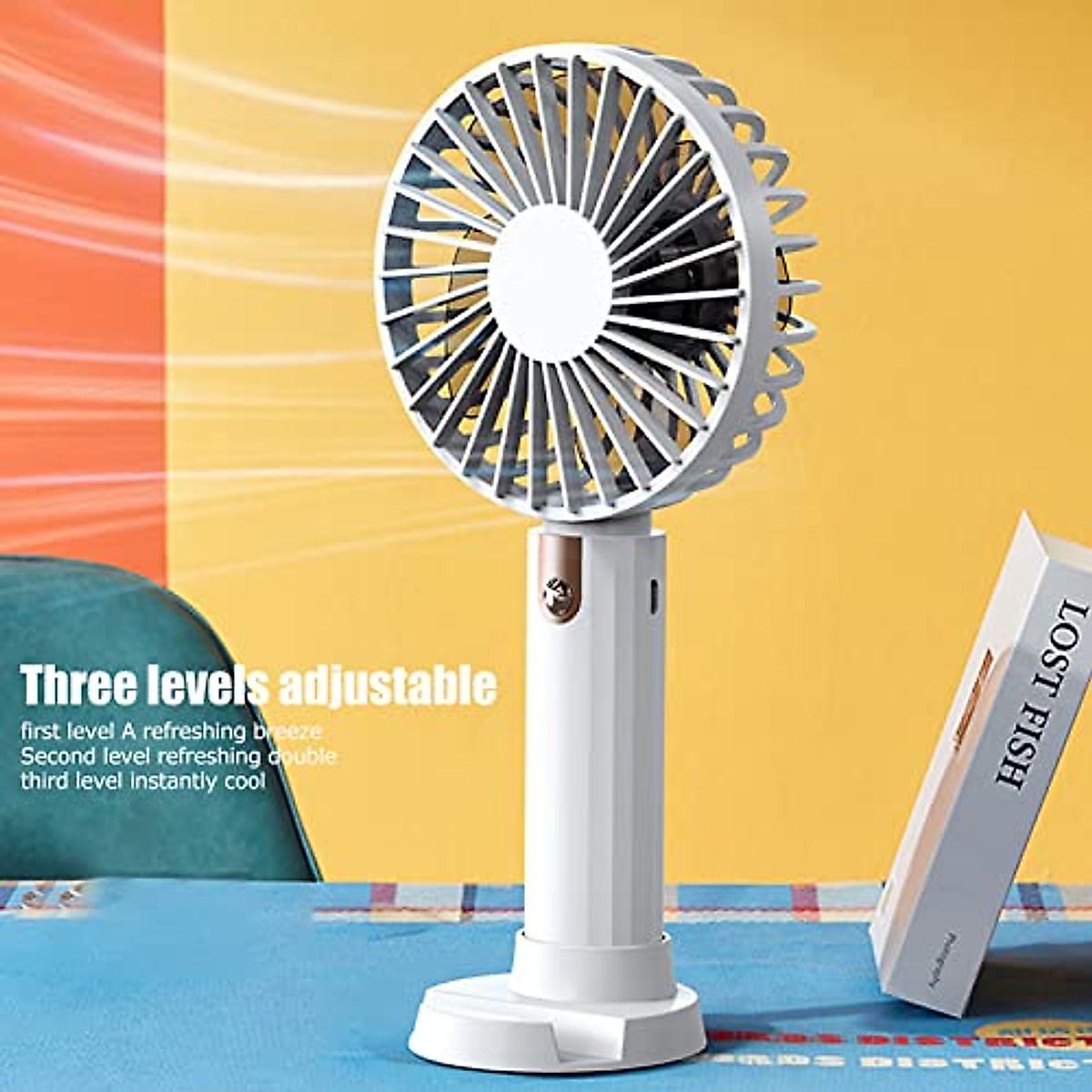 RAZURE Handheld Fan Mini Portable Fan, Cute Mini Personal Fan with 3 Levels Speeds Adjustable, USB Rechargeable Battery Operated Hand Fan for Stylish Women Men Travel Indoor Outdoor