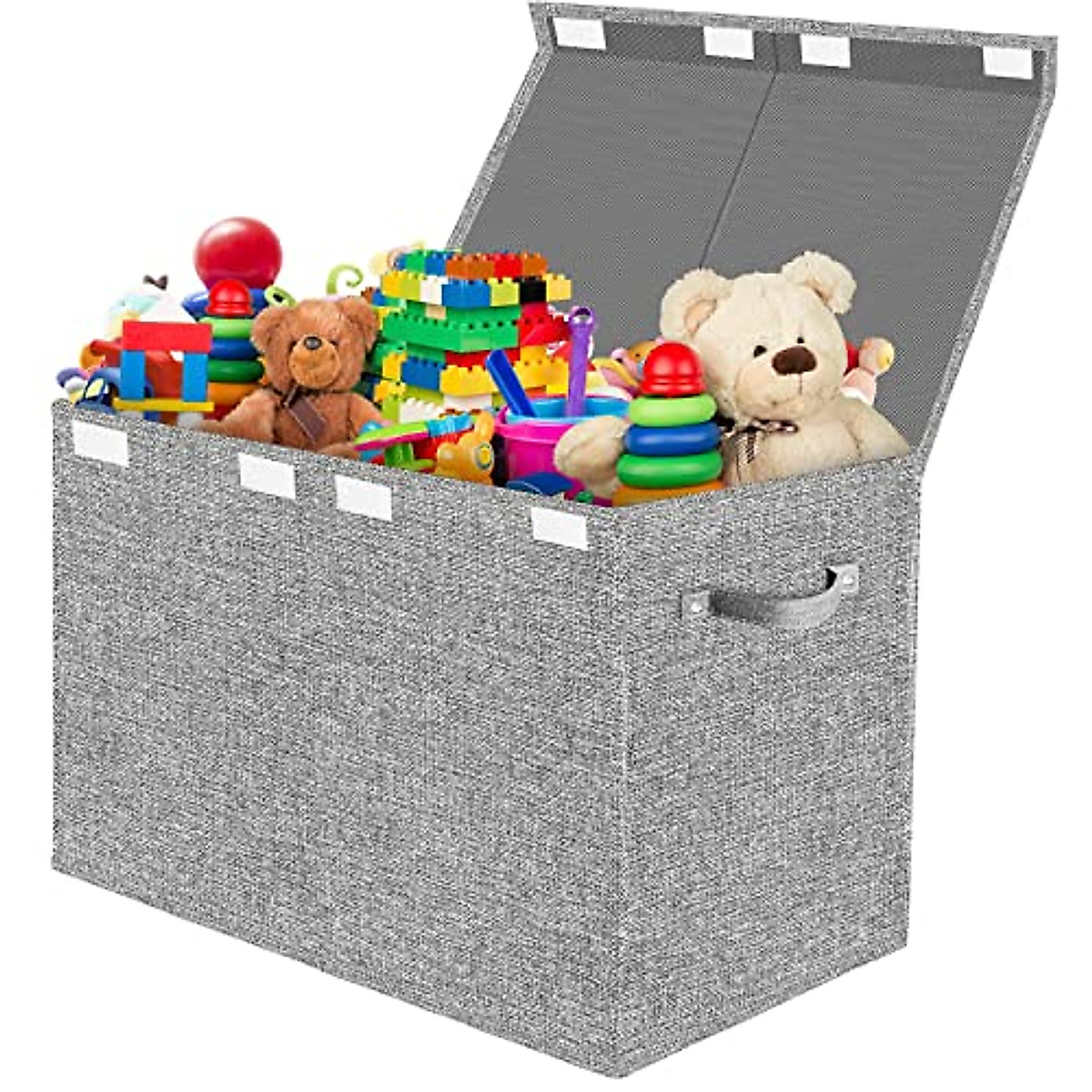 VERONLY Toy Box Chest Organizer for Boys Girls,Kids Large Collapsible Storage Bin Container with Oxford Fabric Flip-Top Lid & Handles for Clothes,Blanket,Nursery,Playroom,Bedroom,Stuffed Animals 25” x 13 “x 16”(Light Grey)