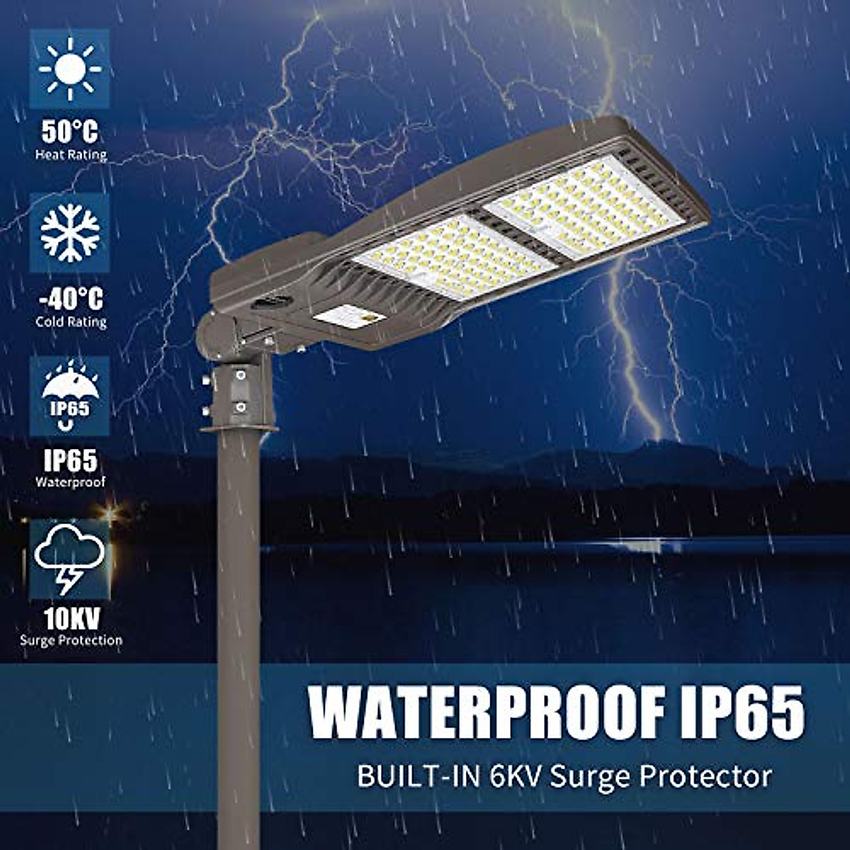 NUOGUAN 320W LED Parking Lot Lights 44800LM UL DLC Listed 5000K LED Shoebox Light Pole Lights Slip Fitter AC100-277V IP65 Waterproof Outdoor Commercial Area Lighting for Driveway Roadway