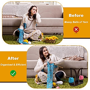 Yarn Holder for Knitting and Crocheting, Magnetic Pendulum Wooden Yarn Holder with 2 Spindles, Crochet Gift for Knitting Lovers (Mahogany-Colored-2 Spindle)