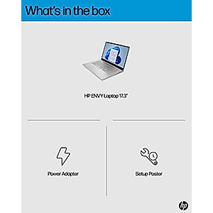 HP Envy Laptop, Intel Core i7-1255U Processor, Intel Iris Xe Graphics, 12 GB RAM Memory, Windows 11 Home Operating System, (17-ch2010, Natural Silver)