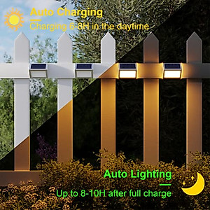 JSOT Solar Deck Lights, 12 Pack Solar Fence Lights, Solar Lights Outdoor Waterproof Solar Powered Outside Lights for Garden Backyard Patio Yard Wall Stair Step Railing Post Lamp Lighting, Warm Light