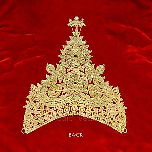 Vedic Vaani Elegant Navratri Goddesses Maa Navdurga Sherawali MATA Multicolour Gemstones Decorative Mukut/Crown/Handmade Designer Taj for Navdurga Festival, Puja, Goddess Idol/Statue