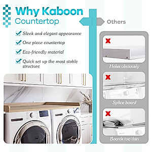 Kaboon Washer Dryer Countertop, Melamine Countertop with Edge Rails - 27.5" Depth x 54" Width Laundry Room Organization，Oak(Grey Tone)