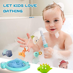 Baby Swimming Turtle Bath Toys, Water Table Toys with Fishing Net and Rod, Cute Toy Turtles Baby Swimming Toys for Water Table and Pool, Mold Free Bath Toys for Toddlers Boys Girls 1 2 3 4 5