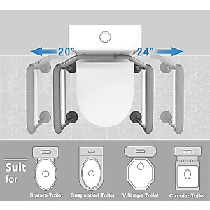 Delog Toilet Safety Rails, Adjustable Toilet Safety Frame for Elderly, Seniors, Handicap & Disabled, Toilet Frame with Handles, Foldable Handicap Toilet Rails Fit Any Toilets 400 LB