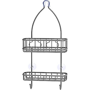 Simple Houseware Bathroom Hanging Shower Head Caddy Organizer, Silver (22 x 10.2 x 4.2 inches)