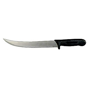 10” Breaking Butcher Knife - Cimiter - Curved Blade Black Handle - Cozzini Cutlery Imports (10" Breaking Knife)