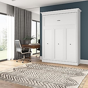 Bestar Versatile 65W Queen Murphy Bed in White, Sleeping Arrangement for Multipurpose Area, Bedroom, Guest Room, or Living Room