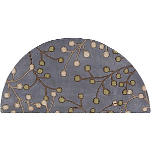 Mark&Day Wool Rugs, 2x4 Le Havre Cottage Gray Hearth Area Rug, Grey Cream Yellow Carpet for Fireplace, Entryway, Bedroom or Living Room (2' x 4' Hearth)