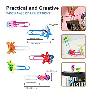 wocoxo Cute Animal Bookmarks, 12 Pieces Unique Funny Pretty Paper Clips Book Markers for Kids Teens Boys Girls Students (Ocean Animals)