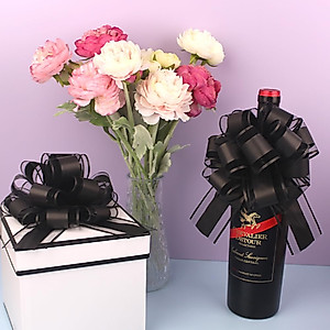 HSXJJ 6 PCS Large Pull Bows, black bows for gift wrapping,6 inches,Christmas Party Birthday Gift Wedding Ribbon Bows for Wrapping gift basket or Flower Decorations, Valentine's Day Gift Decorations