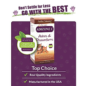 Amber NaturalZ Adizone C Herbal Supplement for Cats | Feline Herbal Supplement for Occasional Soreness, Stiffness, Aches and Discomfort | 1 Fluid Ounce Glass Bottle | Manufactured in The USA