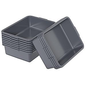 Morcte 12-Pack 13 L Commercial Bus Box, Plastic Bus Tub/Wash Basin, Gray