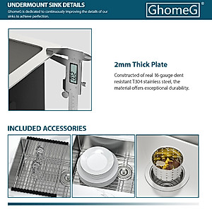 32x19 Undermount Kitchen Sink - GhomeG 32 Inch Deep Single Bowl kitchen sink 16 Gauge Stainless Steel Under Counter Kitchen Sink Basin With R10 Round Corners