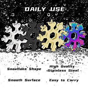 4 Pack 18 In 1 Snowflake Multitool, Stainless Steel Snowflake Wrench/ Bottle Opener/ Screwdriver Kit, Snowflake Multi Tool for Outdoor Travel Camping Hiking , Great Christmas Gift for Men