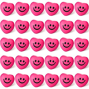 30 Pieces Heart Smile Funny Face Stress Balls, Mini Foam Ball, Stress Relief Smile Balls for School Carnival Reward, Valentine Party Bag Gift Fillers (Pink)')
