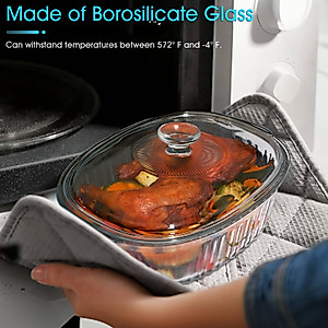 NUTRIUPS 4-pieces Oval Glass Casserole Dish with Lid, Set of 2（1.9 QT+3 QT) Borosilicate Glass, Oval Casserole Dish for Oven