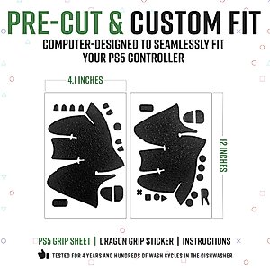 Dragon Grips PS5 Controller Grip, 22 Pcs Black Textured Non-Slip Rubber Controller Grips Stickers, Perfectly Fit to Any Handles, Trigger Buttons & D-pad, Sweat Resistant to Enhance Gaming Control, 2pk