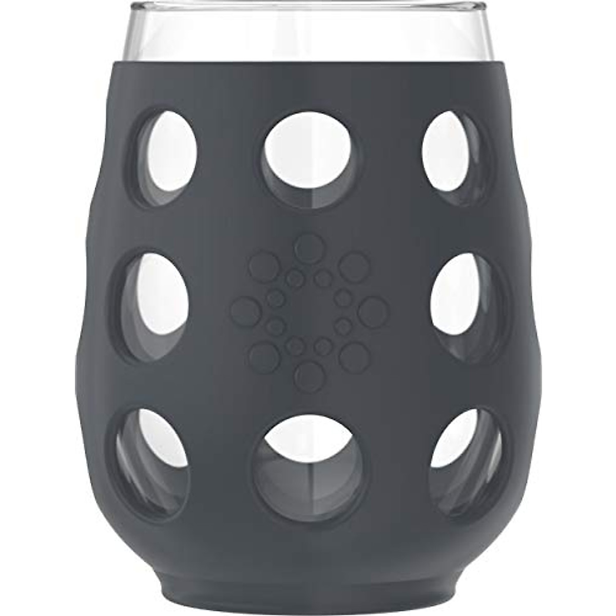 Lifefactory Wine Glass with Protective Silicone Sleeve, 4 Count (Pack of 1), Carbon, Optic White, Periwinkle, Wisteria