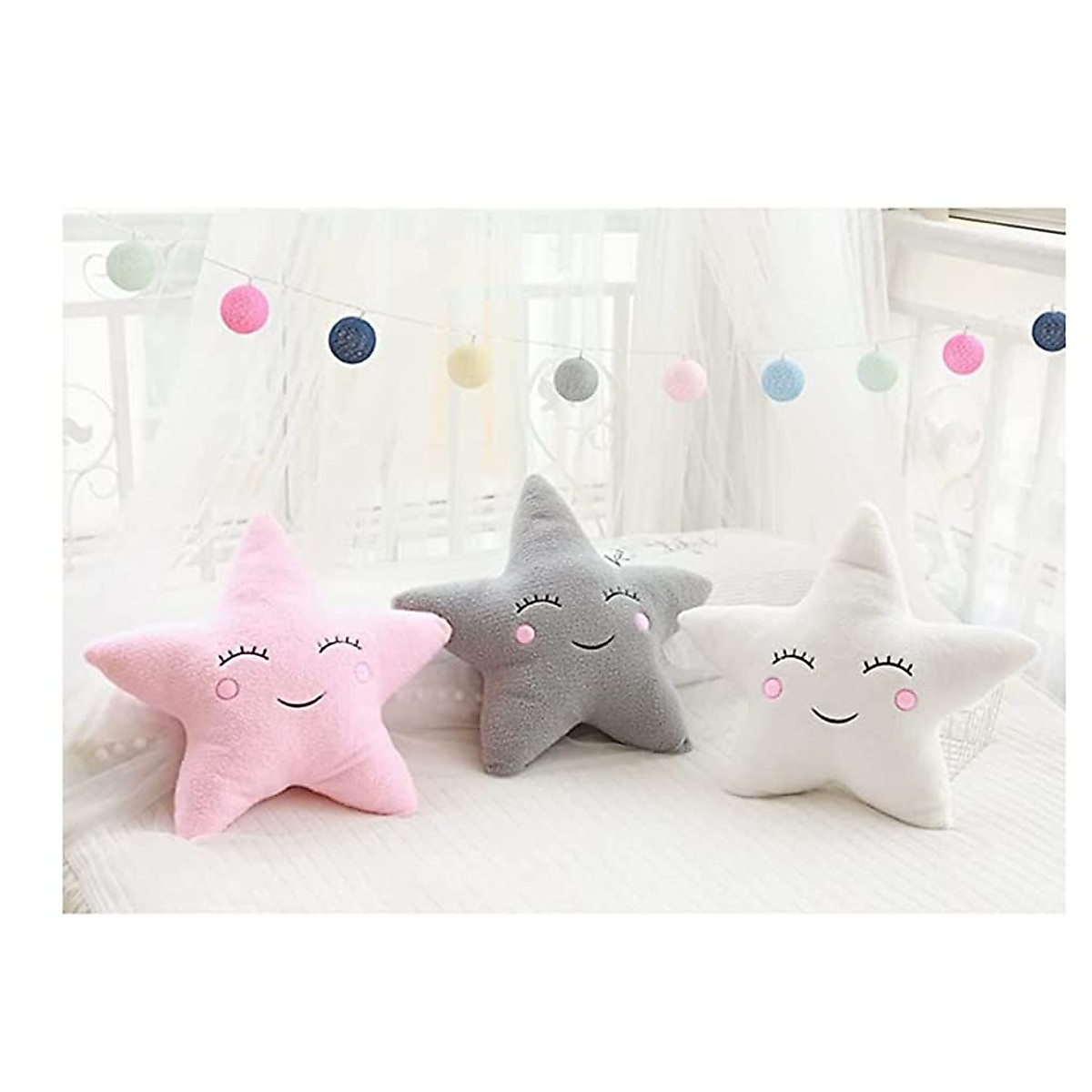 Uewidiod Star Pillow Moon Cloud Fresh Room Decoration Home Cushion Bed Pillow (Moon 20.8*11.8inch/53*30cm, White)