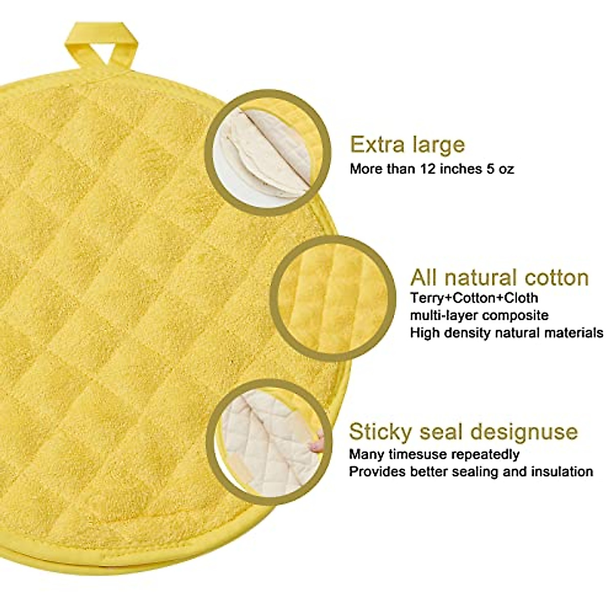 Lifaith ortilla Warmer,Tortilla Server,Pancake Keeper,Size 12” High Density Fabric Keep Warm,Bag to Keep Food Warm (Yellow) …