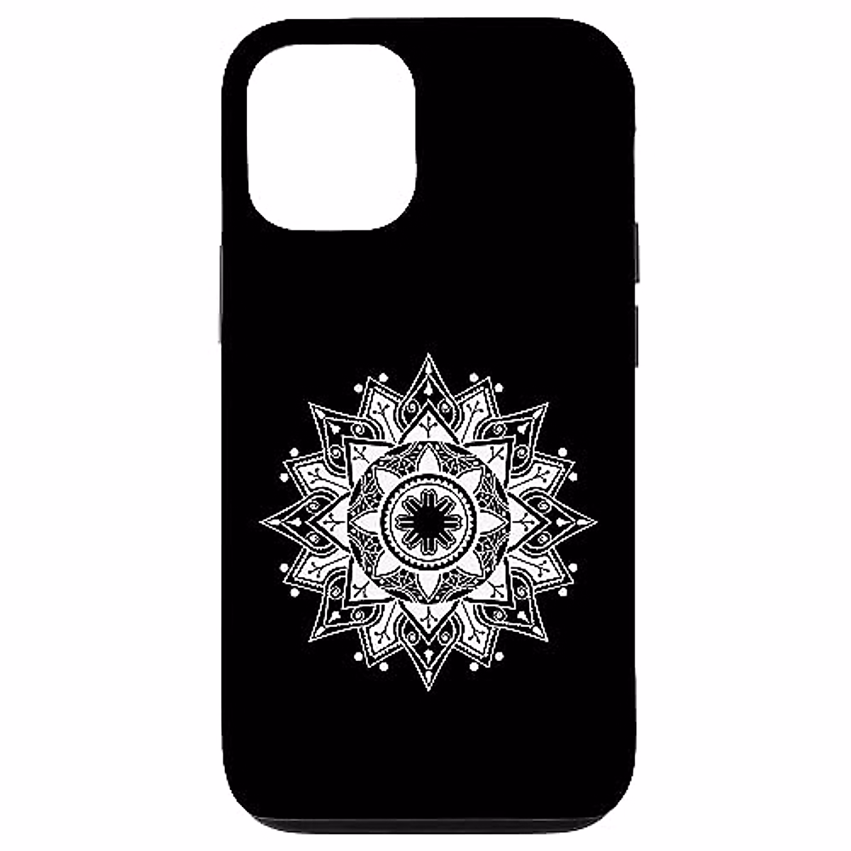 iPhone 13 White Fractal Mandala Art Good Vibe Yoga Sacred Geometry Case