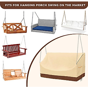 HEPOVER Porch Swing Cover 61Inch Waterproof Hanging Outdoor Swing Cover Garden Hammock Swing Chair Cover Patio Furniture Cover